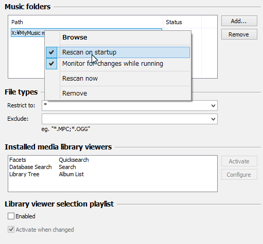 Media Library 解説 - foobar2000 Wiki